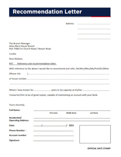 13+ Sample Bank Reference Letter Templates - PDF, DOC