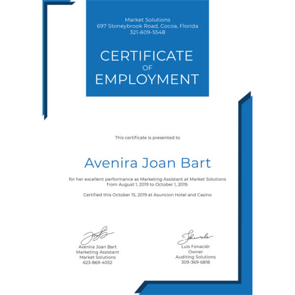 27+ Sample Certificate of Employment Templates - PDF, DOC, PSD, AI ...