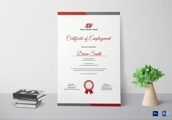 27+ Sample Certificate of Employment Templates - PDF, DOC, PSD, AI ...