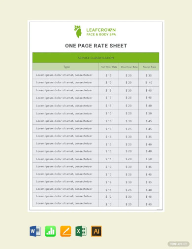 28+ Rate Sheet Templates - Word, Excel, PDF Document Download