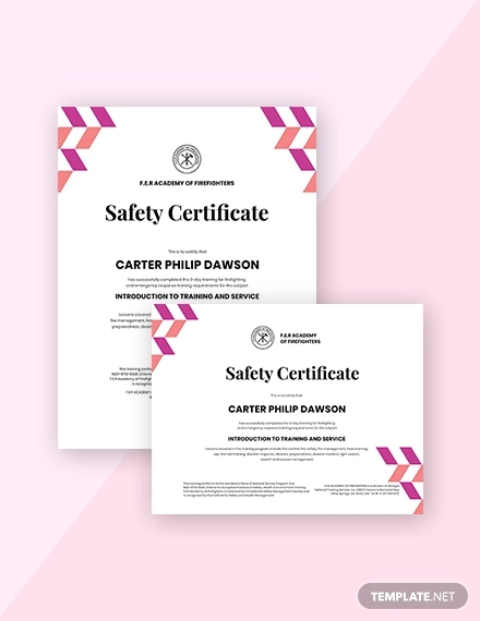 12+ Safety Certificate Template - Word, PDF, PSD, AI, InDesign Document ...