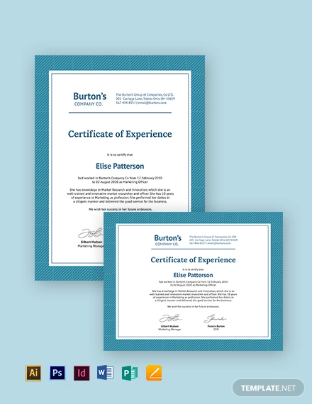 24+ Job Experience Certificate Templates - PDF, Word, AI, InDesign