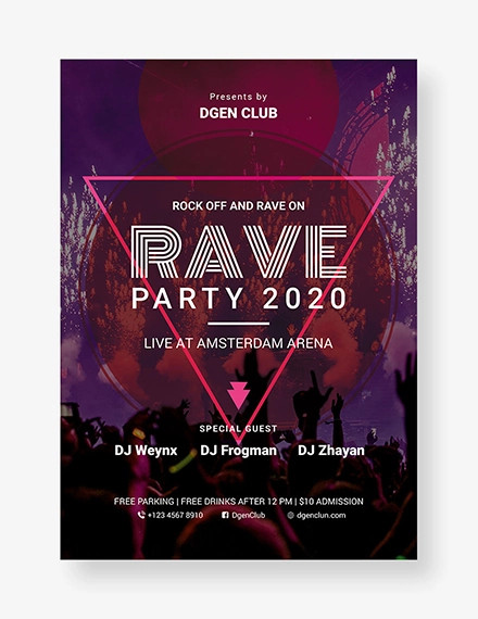 20 Rave Flyer Templates Word PSD AI EPS Vector