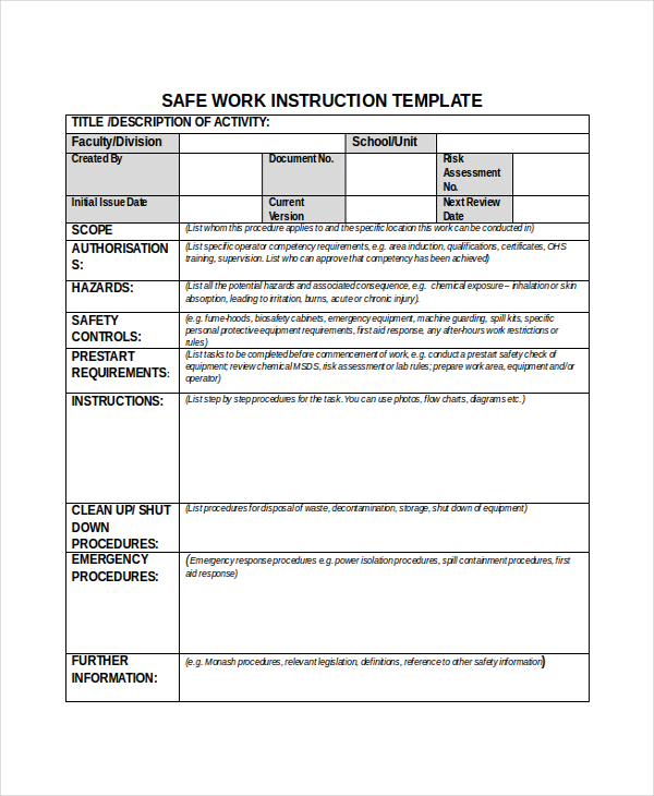 16+ Instruction Templates in PDF | Word | DOCX | Excel