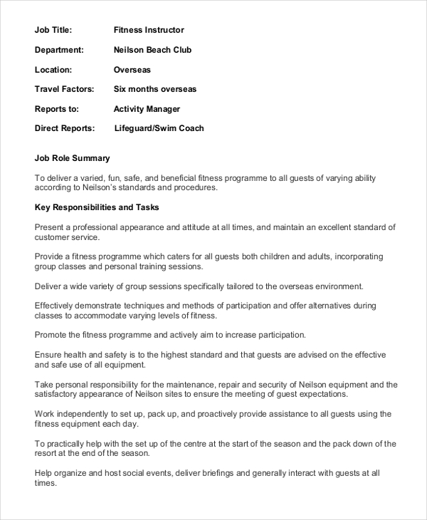 Personal Trainer Resume Template - 11+ Word, PDF Document Downloads