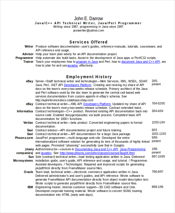 Technical Resume Template - 6+ Free Word, PDF Document Downloads