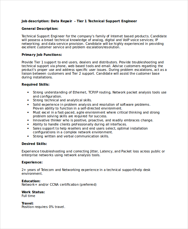 Technical Resume Template - 6+ Free Word, PDF Document Downloads