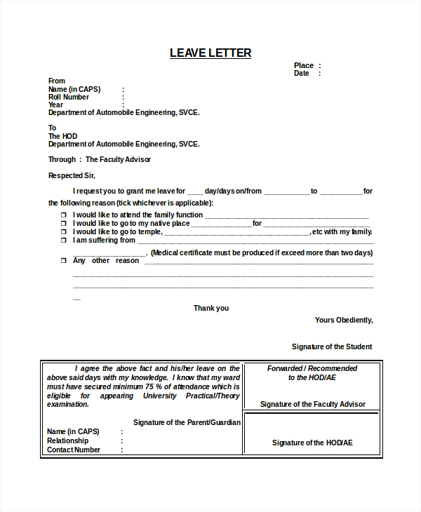 30+ Leave Letter Templates - PDF, DOC