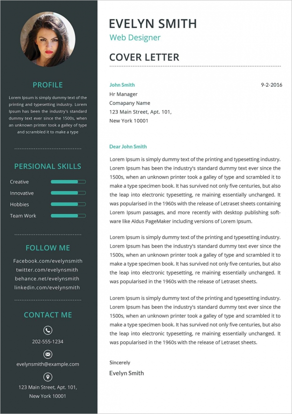 Resume Cover Letter Web Designer
