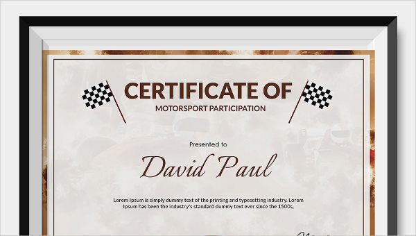 Motorsport Certificate - 5+ Word, PSD, AI, InDesign Format Download