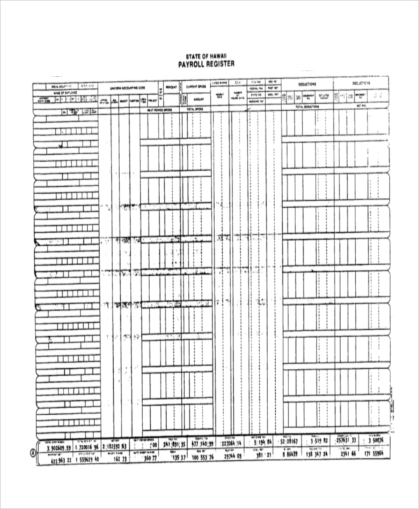Payroll Register Template - 7+ Free Word, Excel, PDF Document Downloads