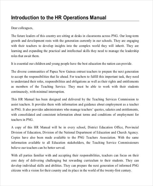 HR Manual Template - 7+ Free Word, PDF Document Downloads