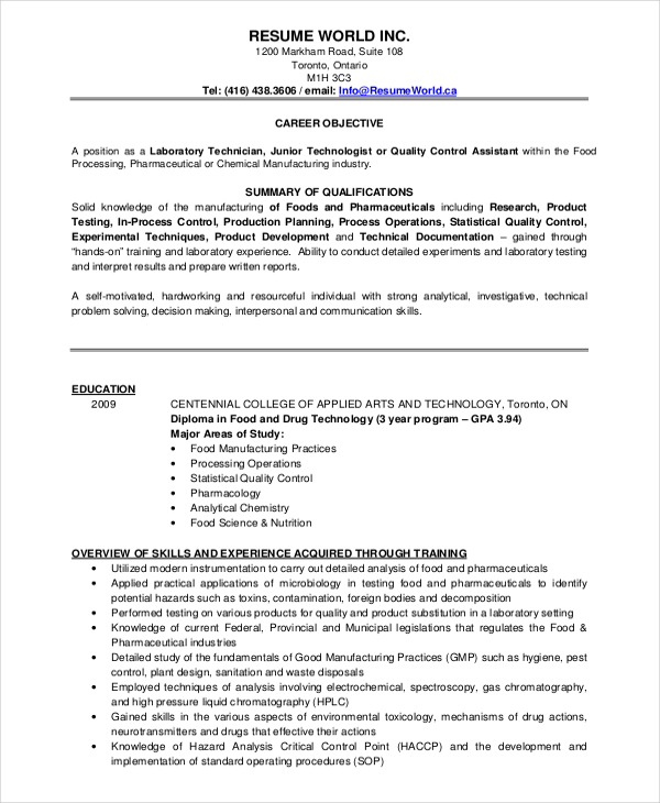 Microbiologist Resume Template - 7+ Word, PDF Document Downloads