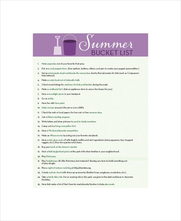 Bucket List Template 10 Free Word PDF Documents Download