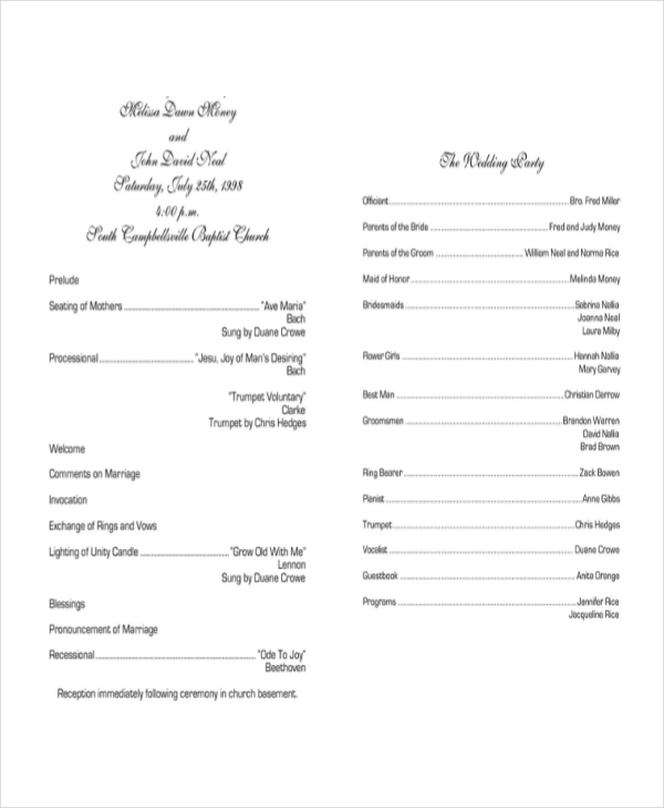 10 Wedding Program Templates Free Sample Example Format Free 