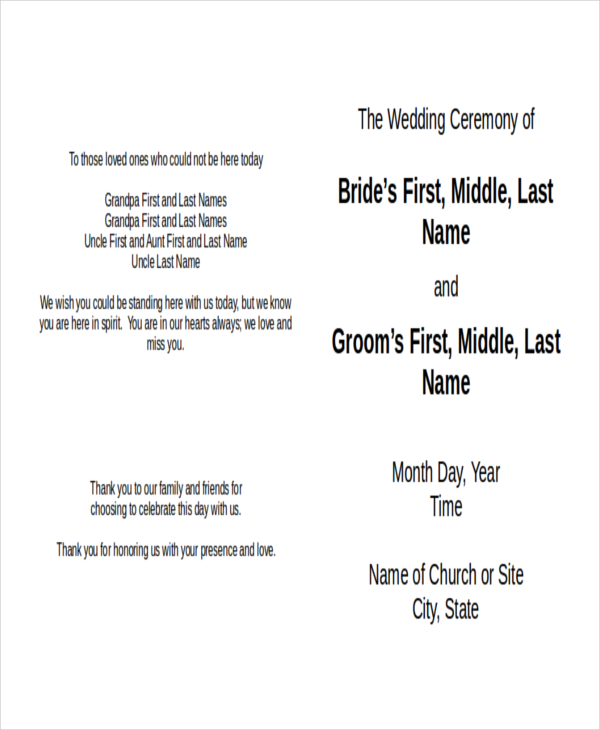 10+ Wedding Program Templates - Free Sample, Example, Format