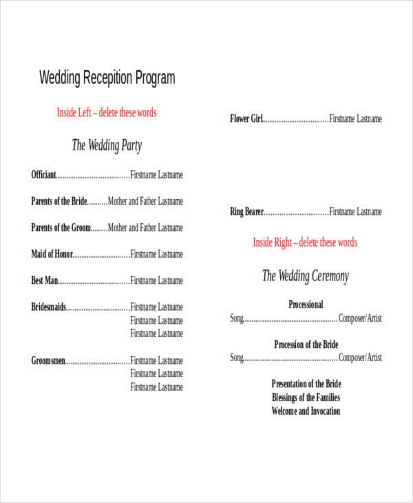 10+ Wedding Program Templates - Free Sample, Example, Format
