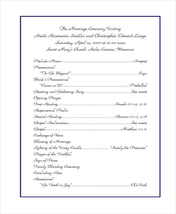 10+ Wedding Program Templates - Free Sample, Example, Format