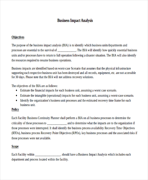 Impact Analysis Template - 11+ Free Word, PDF Documents Download
