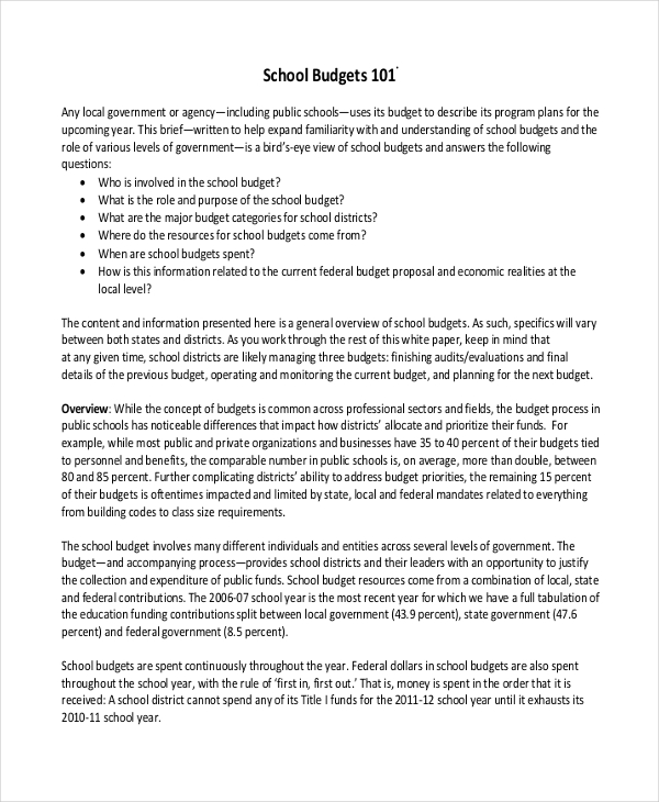 16+ School Budget Templates in MS Word | PDF | Excel | Google Docs ...