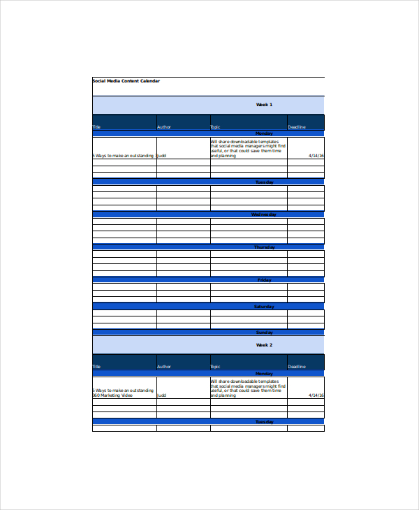 Content Calendar Template - 10+ Free Excel, PDF Documents Download