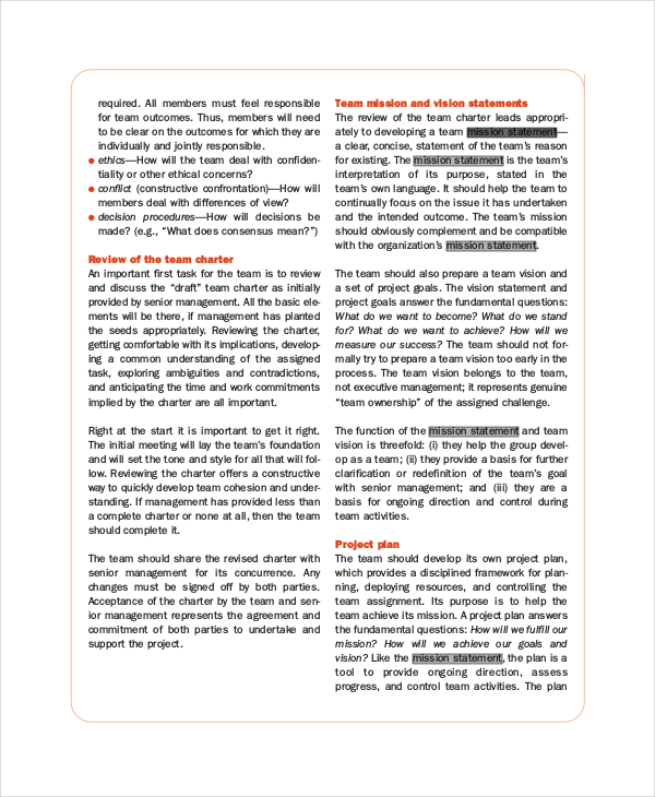 Mission Statement Template 12 Free Word PDF Document Downloads