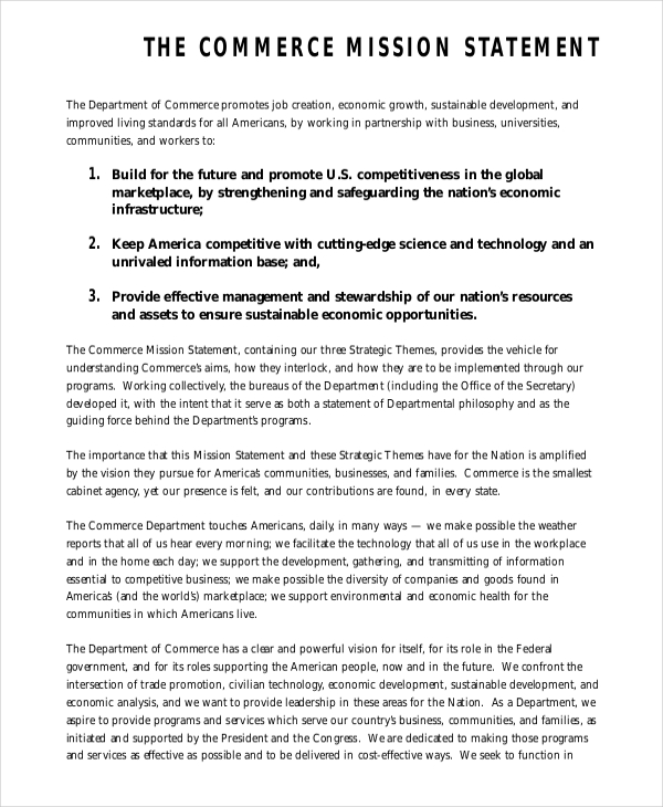 Mission Statement Template - 12+ Free Word, PDF Document Downloads