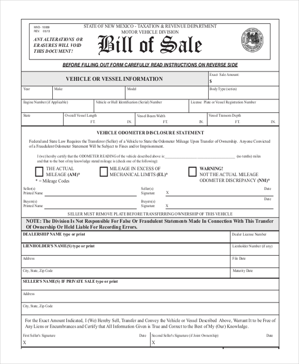 Automotive Bill Of Sale Texas AUTOMOTIVE