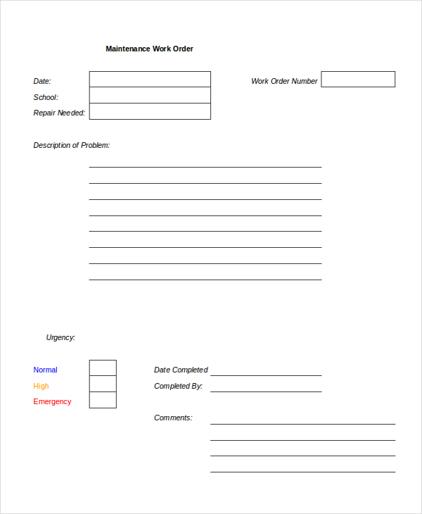 Excel Work Order Template 15 Free Excel Document Downloads
