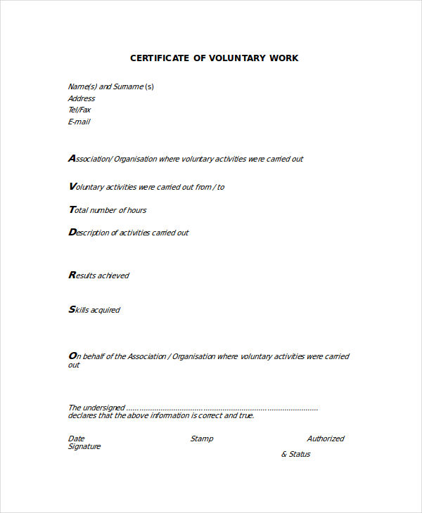 Work Certificate Template - 15+ Word, Excel, PDF Documents Download