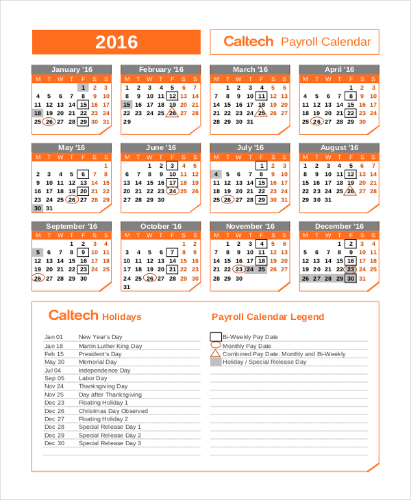 Payroll Calendar Template - 13+ Free Excel, PDF Document Downloads