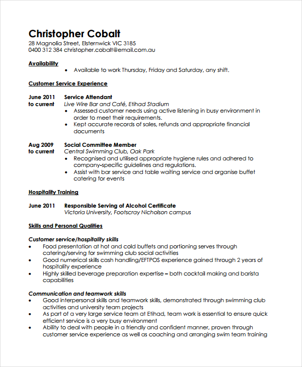 10+ Work Resume Templates - PDF, DOC