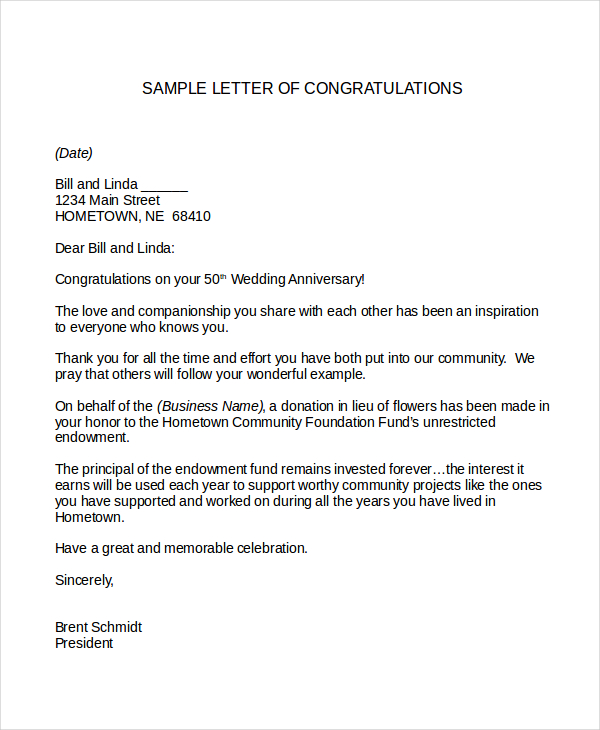 Sample Letter Honoring Someone