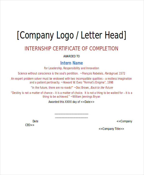Free 35+ Internship Certificate Templates - PDF, DOC, AI, Word,