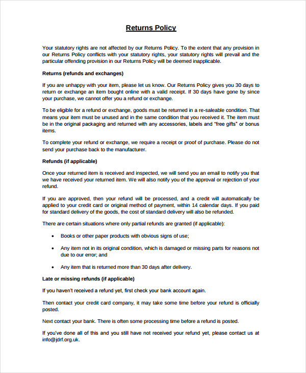 Return And Refund Policy Template Classles Democracy