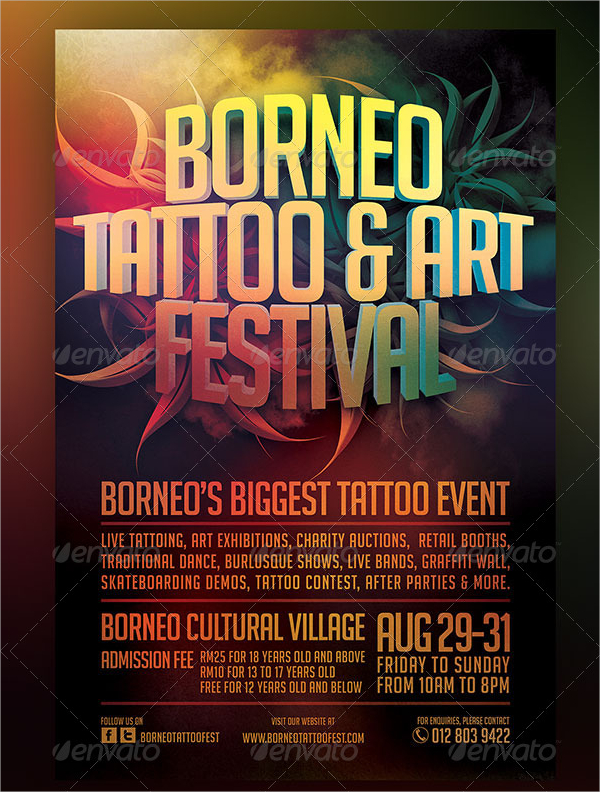 12 Tattoo Flyers Free PSD AI Vector EPS Format Download