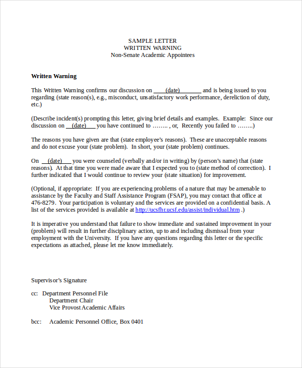 Warning Letter Template - 15+ Free Word, PDF Document Downloads
