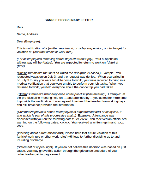 Warning Letter Template - 15+ Free Word, PDF Document Downloads