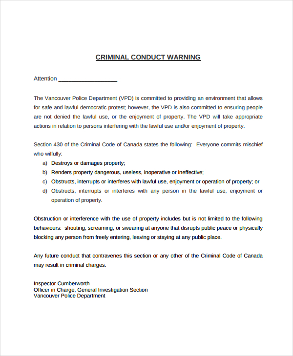 Warning Letter Template - 15+ Free Word, PDF Document Downloads
