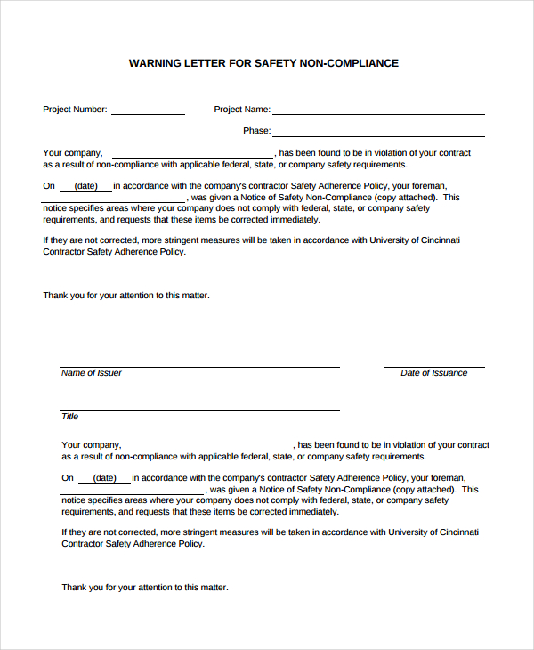Warning Letter Template - 15+ Free Word, PDF Document Downloads