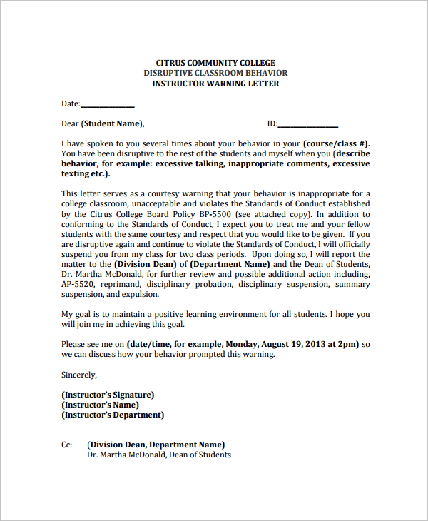 Warning Letter Template - 15+ Free Word, PDF Document Downloads