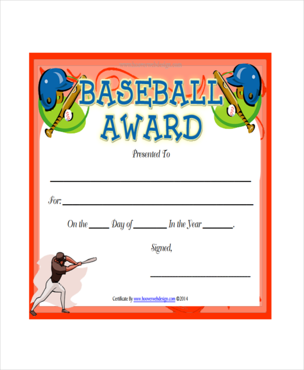 Baseball Certificate Template 8 PDF Word AI InDesign Document 
