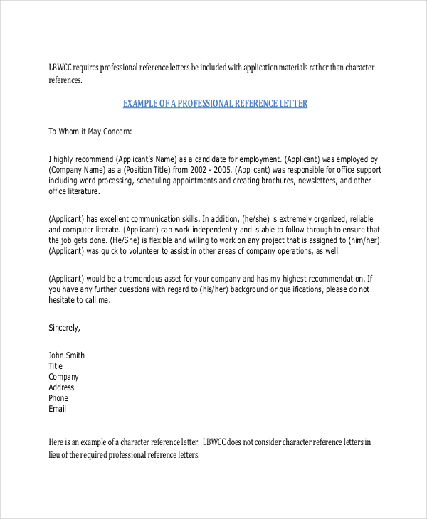 Help To Write A Character Reference Letter 8 Character Reference 