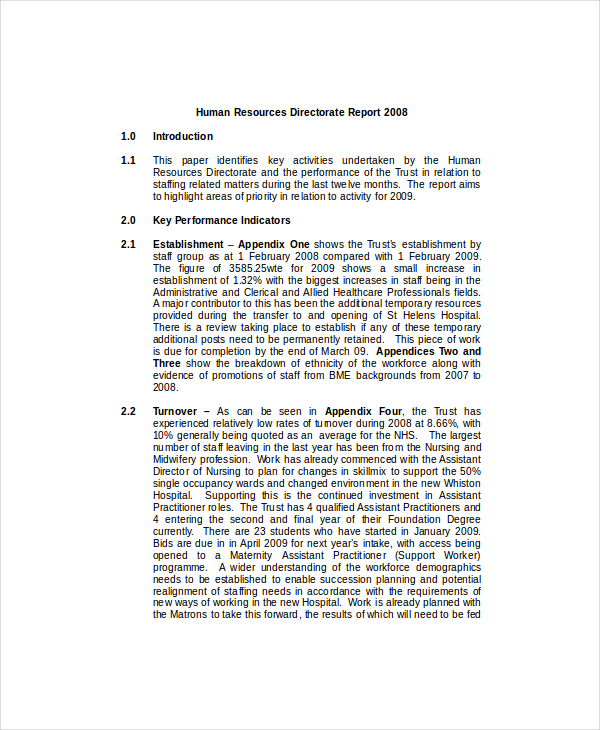 HR Report Template 25 Free Word PDF Apple Pages Google Docs 