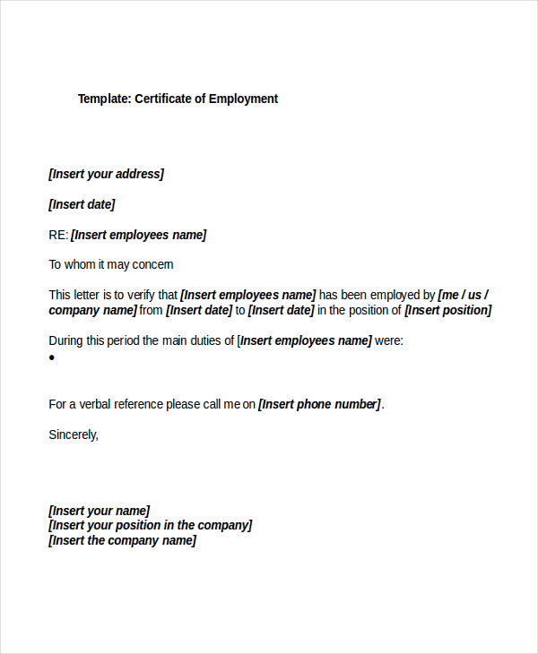 27+ Sample Certificate of Employment Templates - PDF, DOC, PSD, AI ...