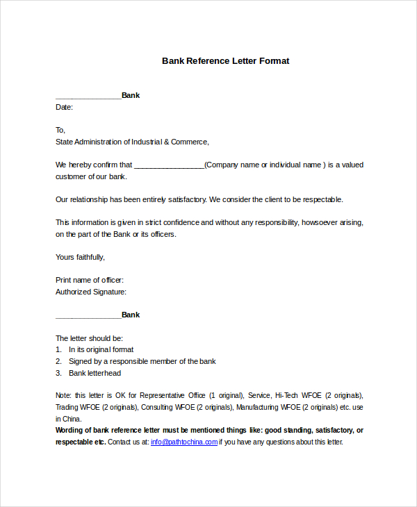 13 Sample Bank Reference Letter Templates PDF DOC 13 Sample Bank Reference Letter Templates PDF DOC