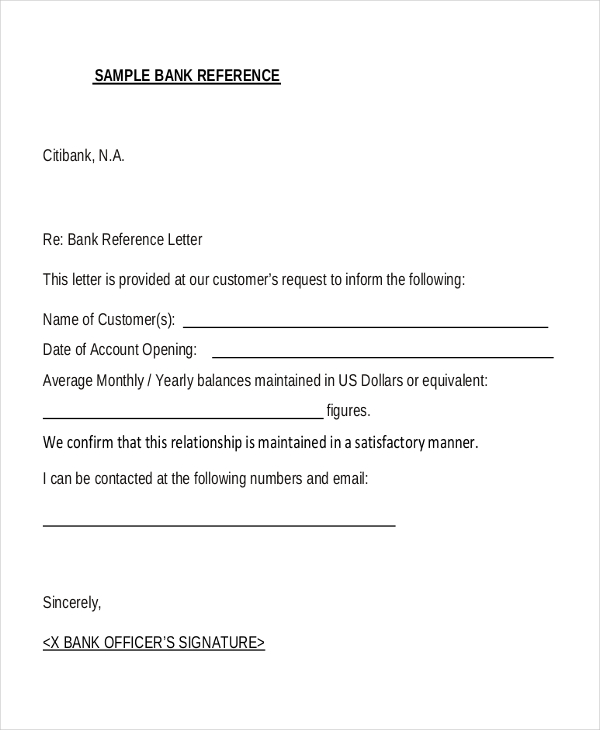 13+ Sample Bank Reference Letter Templates - PDF, DOC