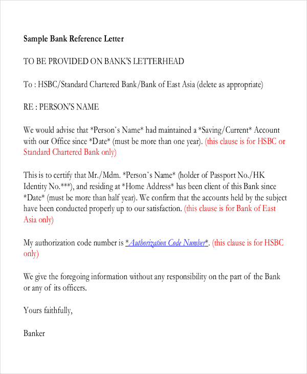 13+ Sample Bank Reference Letter Templates - PDF, DOC