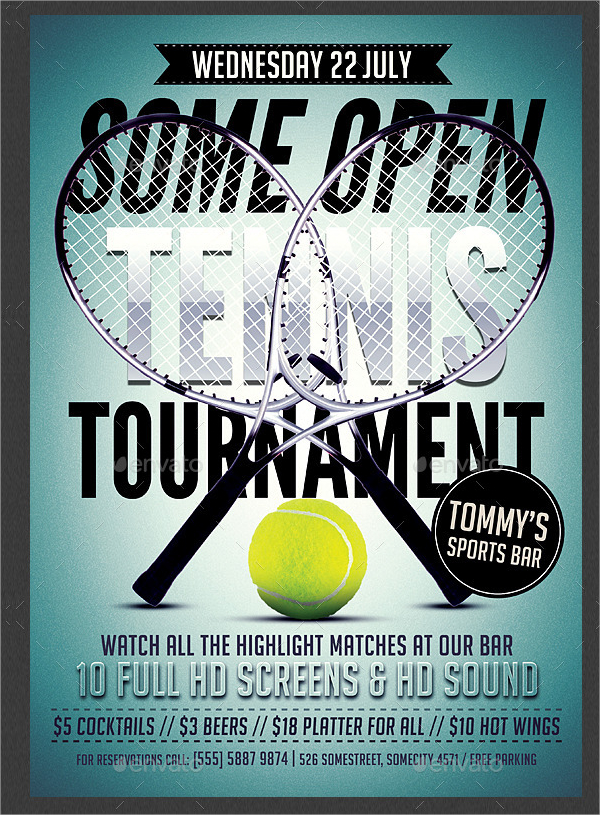 17 Tennis Flyers PSD AI EPS Vector Word