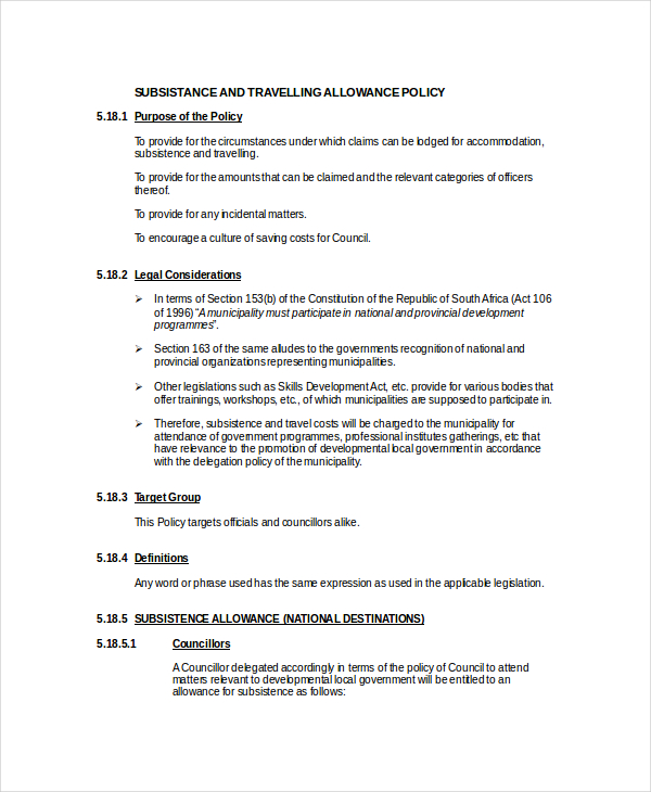 Travel Policy Template - 8+ Free Word, PDF Document Downloads